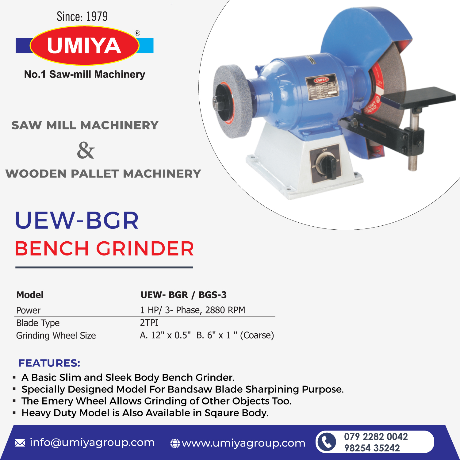 Buy Bench Grinder Best Price At Ahmedabad By Umiya Group